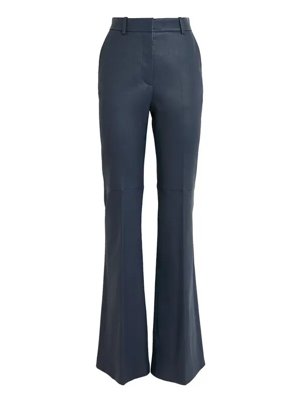 JOSEPH Leather Tafira Flared Trousers - Blue