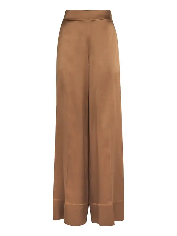 JOSEPH Silk Satin Trousers - Brown