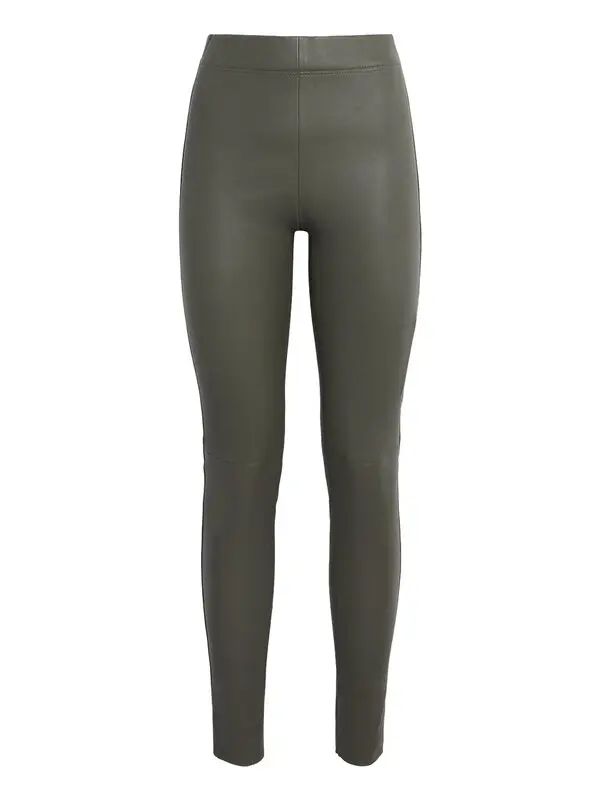JOSEPH Lambskin Stretch Leggings - Green