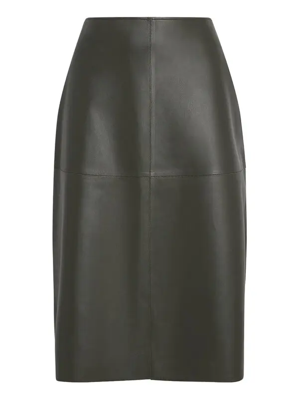 JOSEPH Niven Leather Midi Skirt - Green