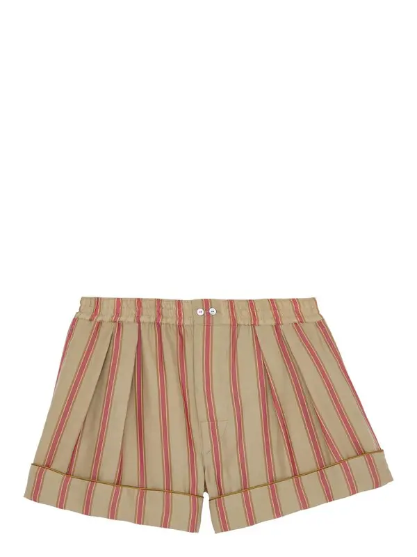 Saint Laurent Cupro Stripe Pyjama Shorts - Nude