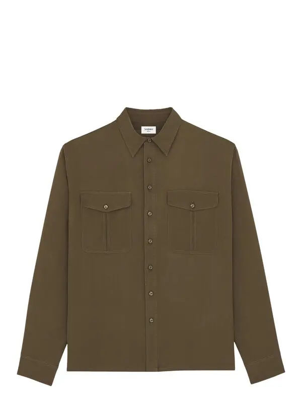 Saint Laurent Silk Double-pocket Shirt - Grey