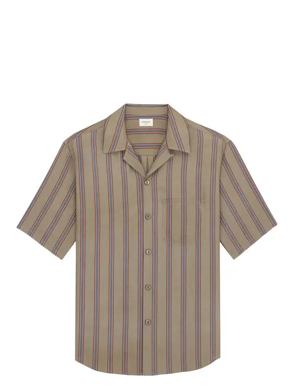 Saint Laurent Cotton Short-sleeve Cassandre Shirt - Beige