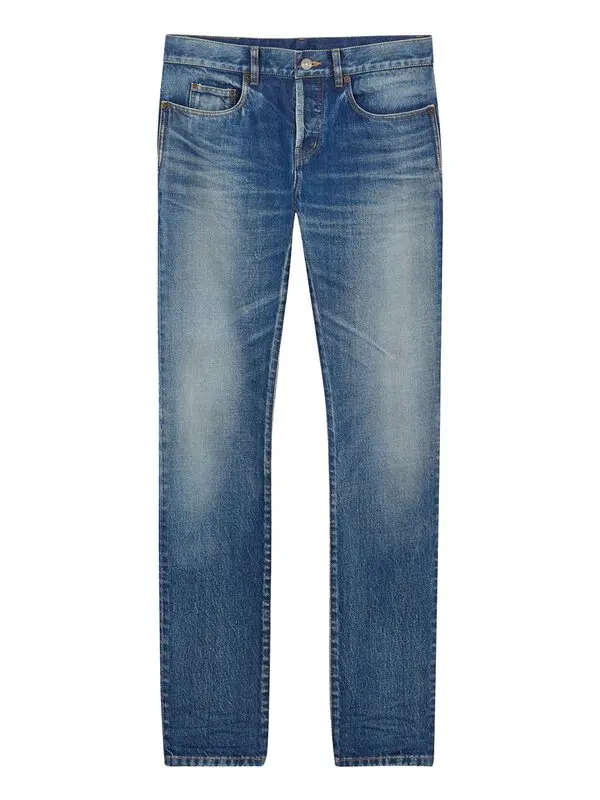 Saint Laurent Slim Fit Vintage Wash Jeans - Purple