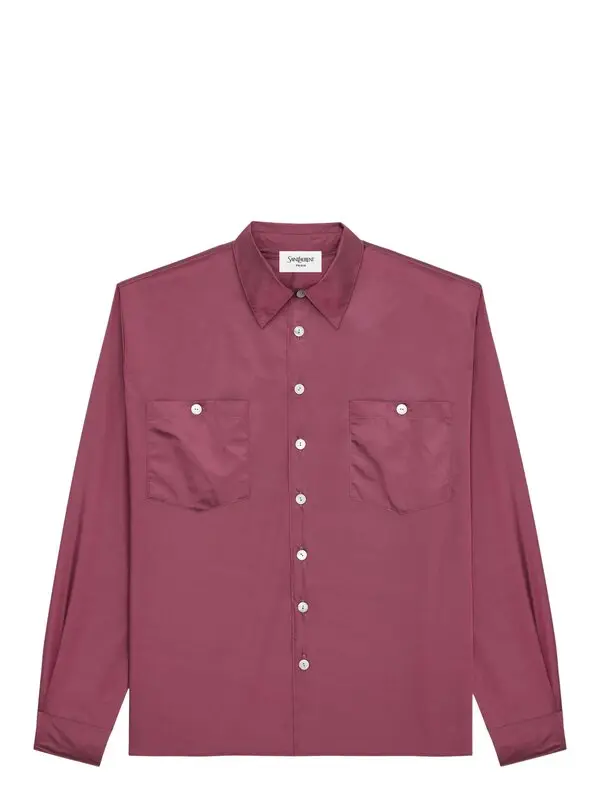 Saint Laurent Taffeta Twin-pocket Shirt - Burgundy