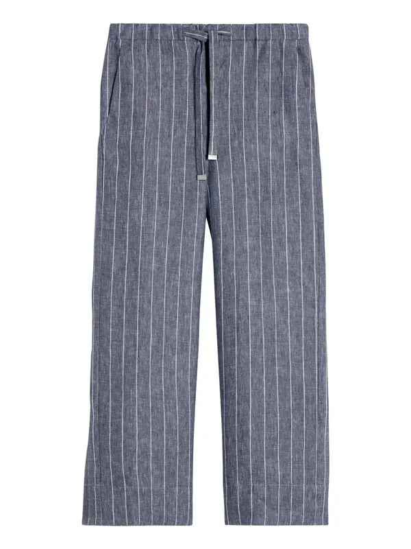 Max Mara Cresta Stripe Linen Trousers - Blue