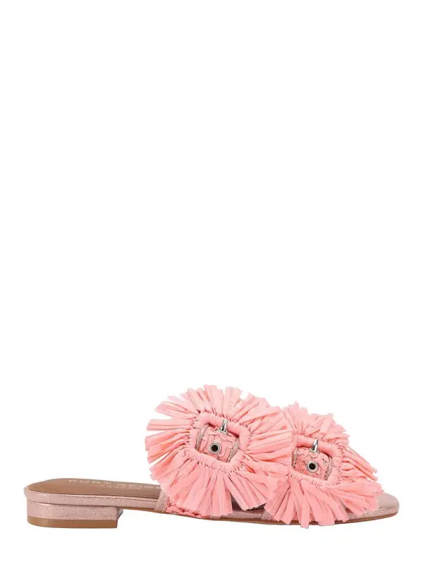 Kurt Geiger Raffia Buckle Flat Sandals - Pink