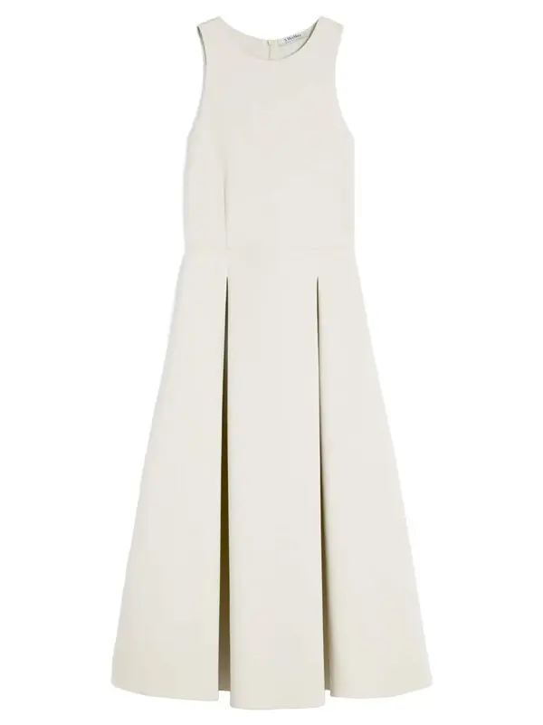 Max Mara Cotton-blend Pleated Midi Dress - Beige