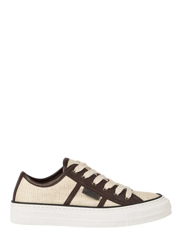 Brunello Cucinelli Techno Raffia Low-top Sneakers - Beige