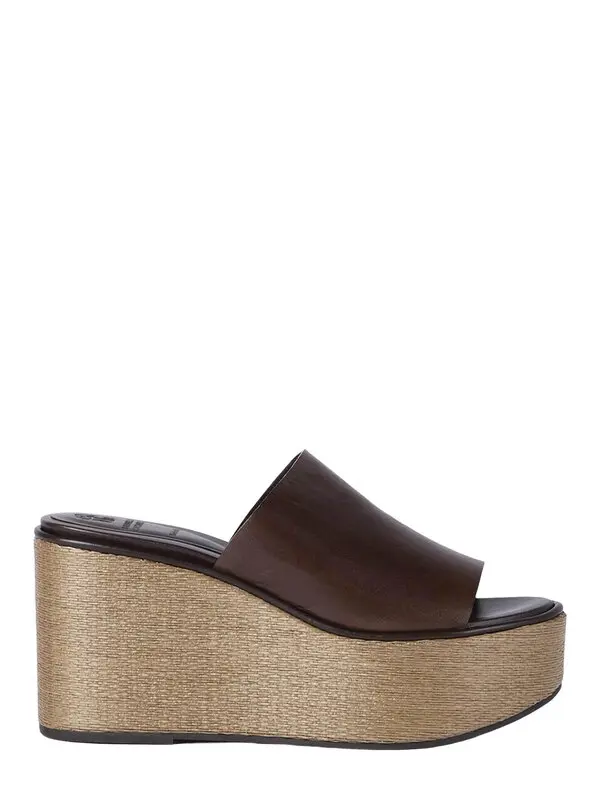 Brunello Cucinelli Leather Wedge Sandals - Brown