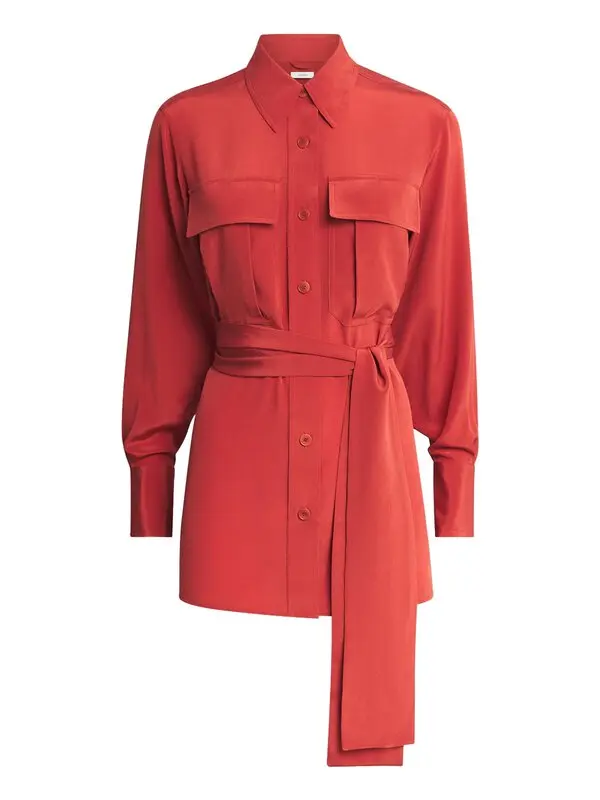 JOSEPH Crepe De Soie Silk Shirt - Red