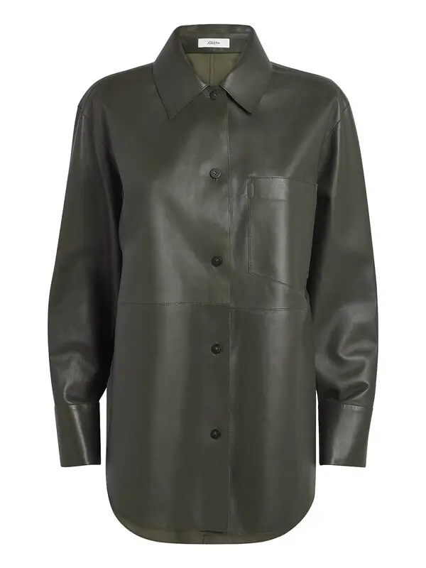 JOSEPH Leather Overshirt - Green