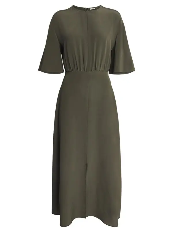 JOSEPH Silk Crepe Silsila Midi Dress - Green