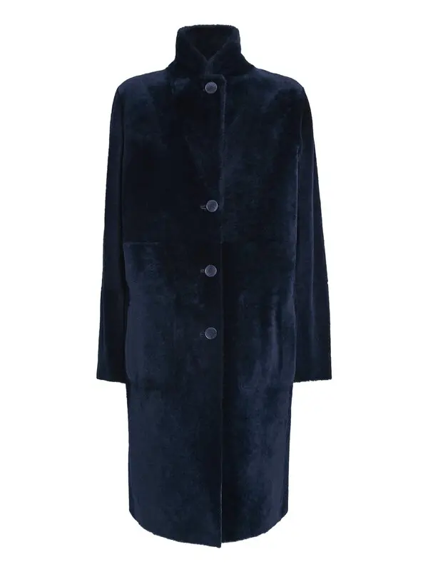 JOSEPH Shearling Reversible Brittany Coat - Blue
