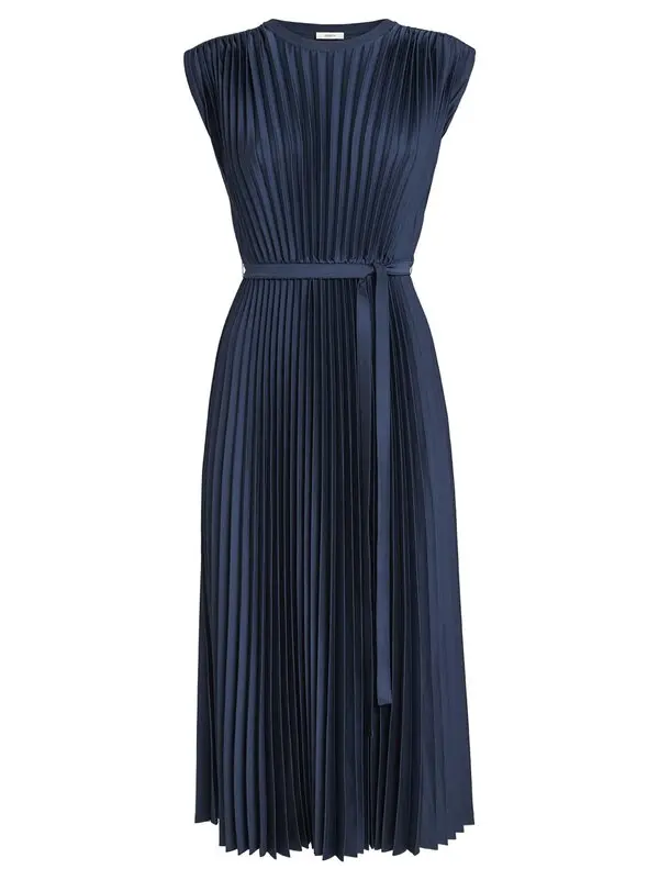 JOSEPH Volta Knit Weave Plissé Midi Dress - Blue