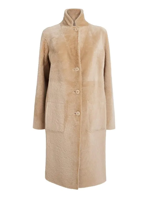 JOSEPH Brittany Shearling Reversible Coat - Pink
