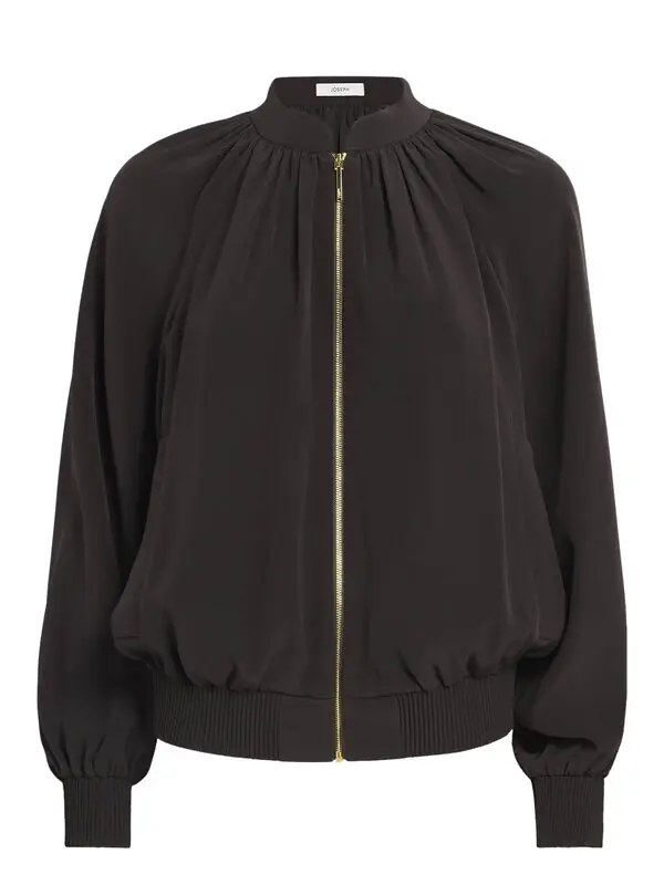 JOSEPH Satin Twill Mira Bomber Jacket - Brown
