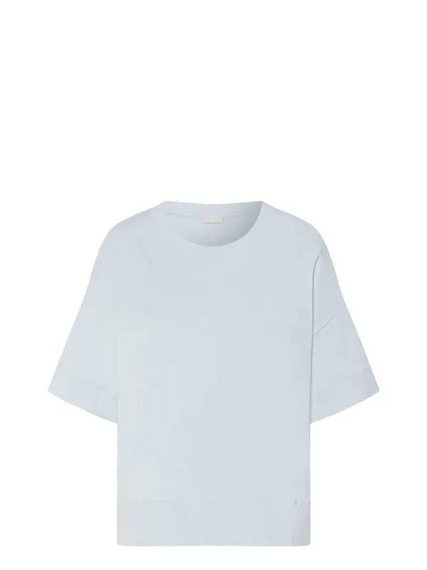 Hanro Stretch-cotton Short-sleeve Sweatshirt - Blue