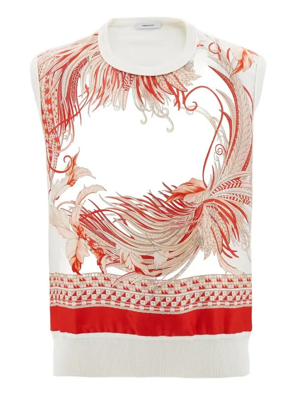 FERRAGAMO Printed Sleeveless Sweater - Orange