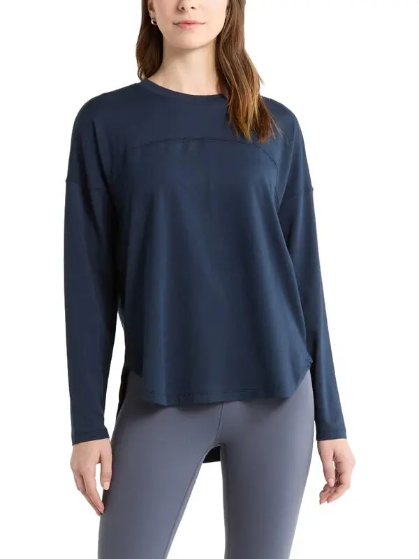 Zella Relaxed Fit Long Sleeve T-shirt - Navy Sapphire