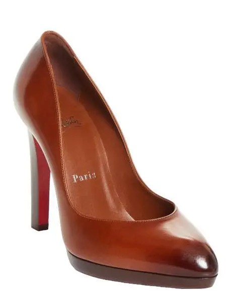 CHRISTIAN LOUBOUTIN Fannylove Alta Pump - Dark Carmine/brown