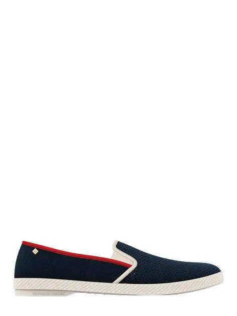 Rivieras Canvas And Seaqual Mesh Slip-on Loafer - Navy With Red And White Trim