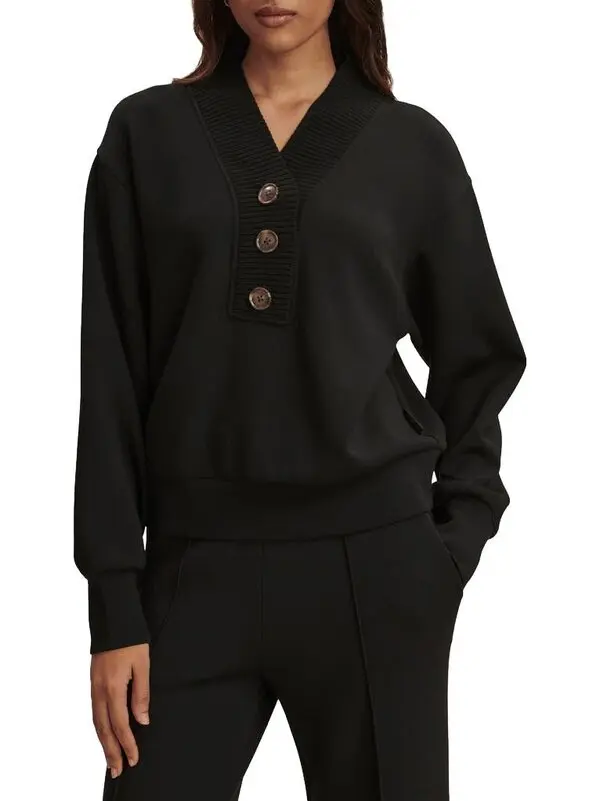 Varley Lucine Half Placket Sweatshirt - Black