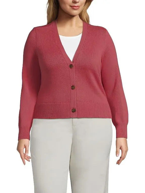 LANDS' END Drifter V-neck Dress Cardigan Sweater - Soft Mojave Rose