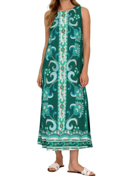 LABEL OF LOVE Paisley Printed Maxi Dress - Turquoise