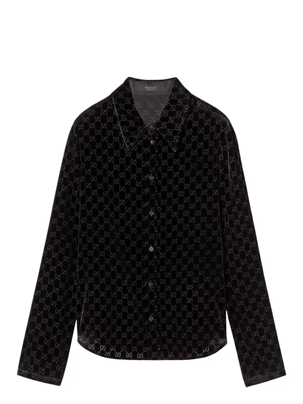 Gucci Gg Velvet Shirt - Black