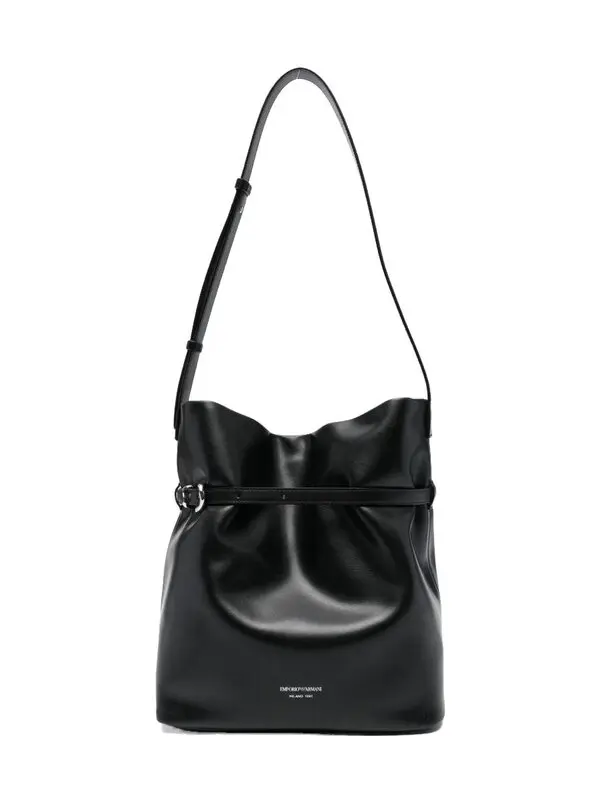 Emporio Armani Leather Bucket Bag - Black