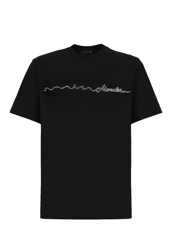 Moncler Logo Cotton T-shirt - Black