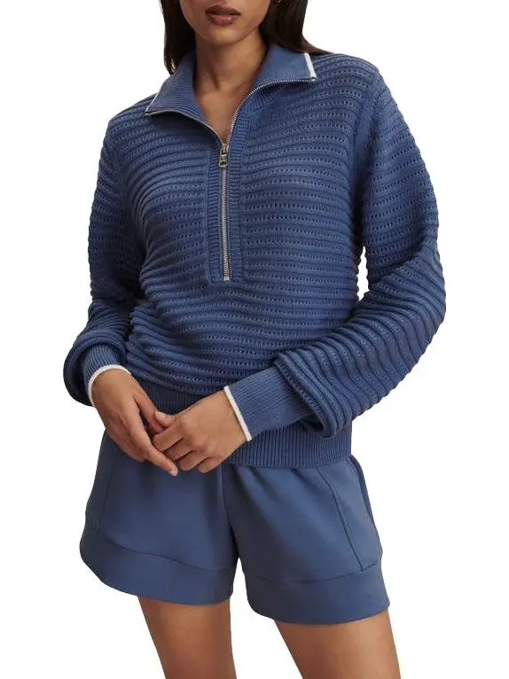 Varley Morwenna Knit Half-zip Sweatshirt - Bijou Blue