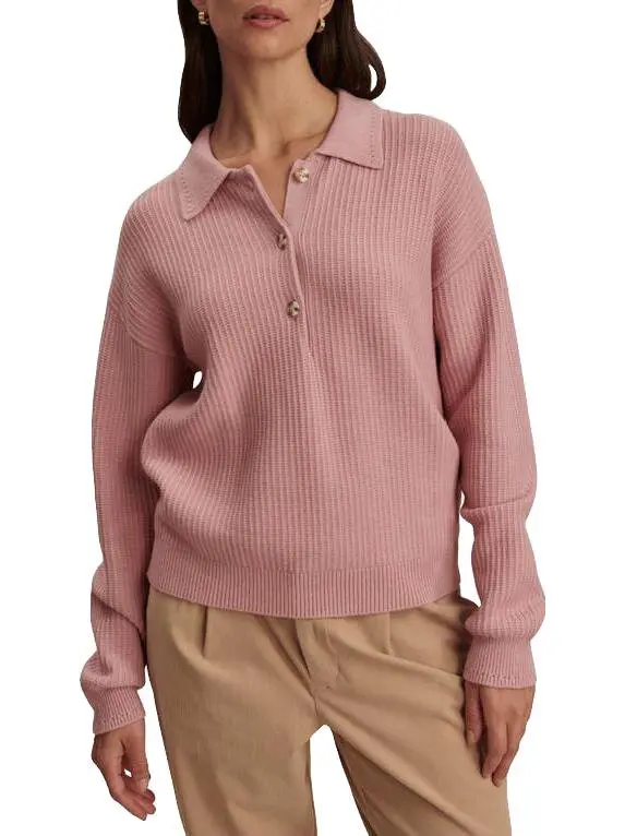 Varley Marlie Knit Polo Sweater - Zephyr Mauve