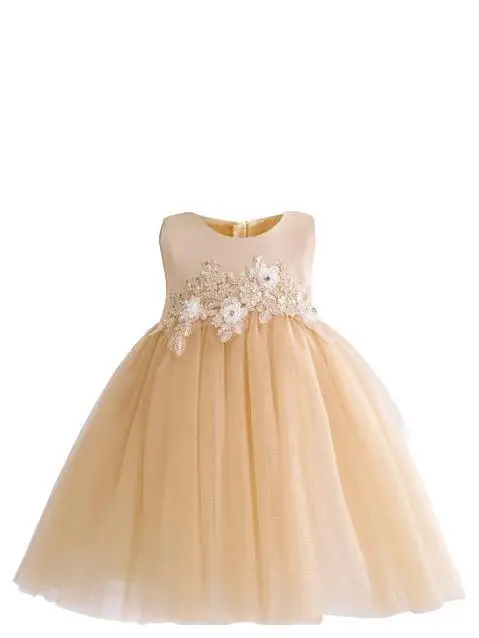 TULLEEN Ribbon Bloom Gown - Champagne