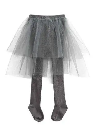 TULLEEN Tulle Twirl Skirt With Opaque Tights - Grey
