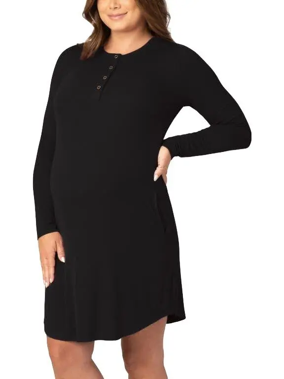 KINDRED BRAVELY Riley Ribbed Maternity & Nursing Nightgown - Black