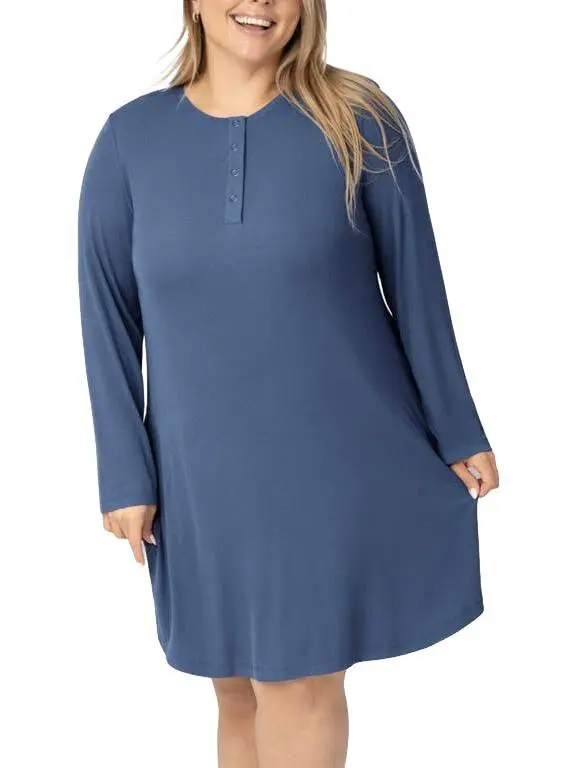 KINDRED BRAVELY Riley Ribbed Maternity & Nursing Nightgown - Slate Blue
