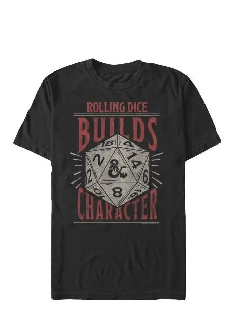 DUNGEONS & DRAGONS Rolling Dice Builds Character Graphic T-shirt - Black
