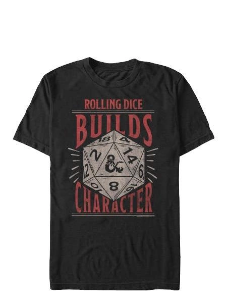 DUNGEONS & DRAGONS Rolling Dice Builds Character T-shirt - Black