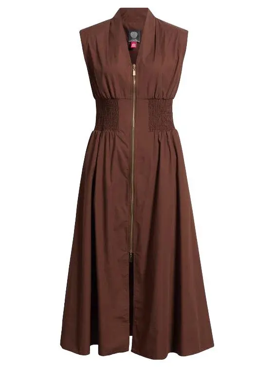 Vince Camuto Sleeveless Cotton Midi Dress - Brown