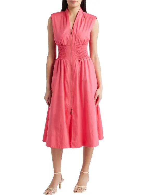Vince Camuto Sleeveless Cotton Midi Dress - Hot Pink