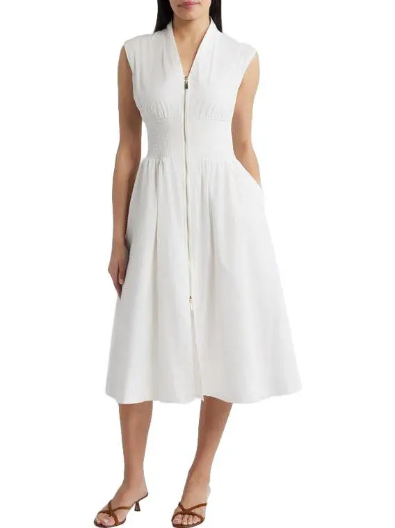 Vince Camuto Sleeveless Cotton Midi Dress - Ivory