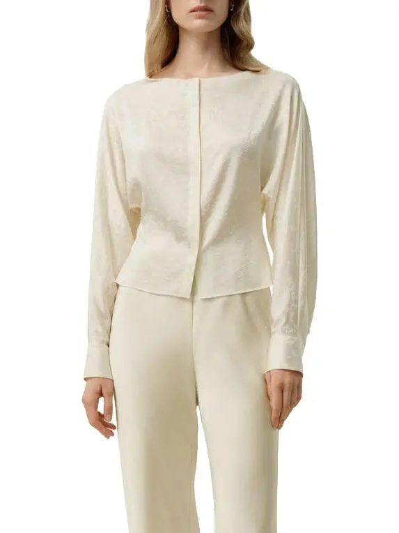 Lilysilk Jacquard Silk Blouse - Lily White