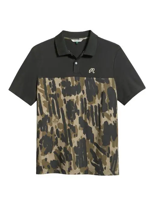 MALBON Tour Divot Camo Polo - Bark Camo