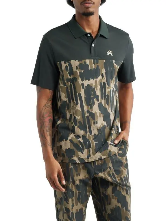 MALBON Tour Divot Camo Polo - Bark Camo