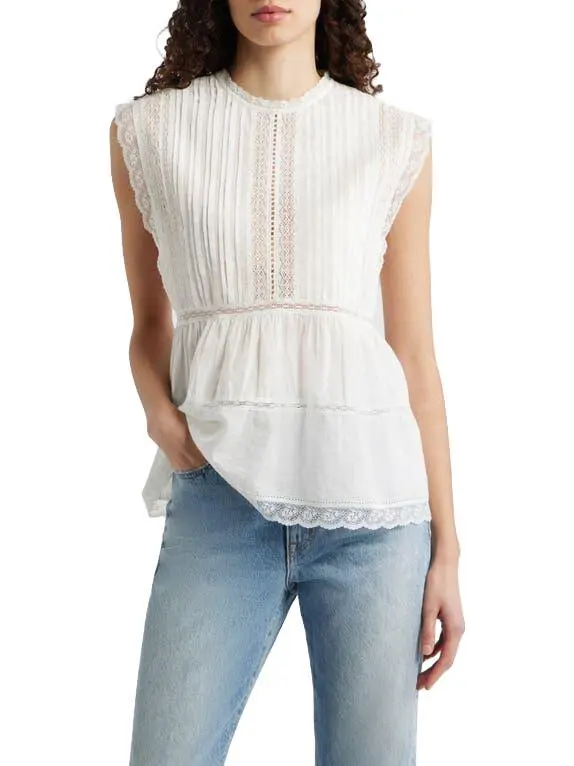 The Great. Sonnet Lace Inset Top - True White