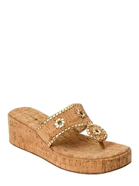 Jack Rogers High Wedge Sandal - Cork/gold
