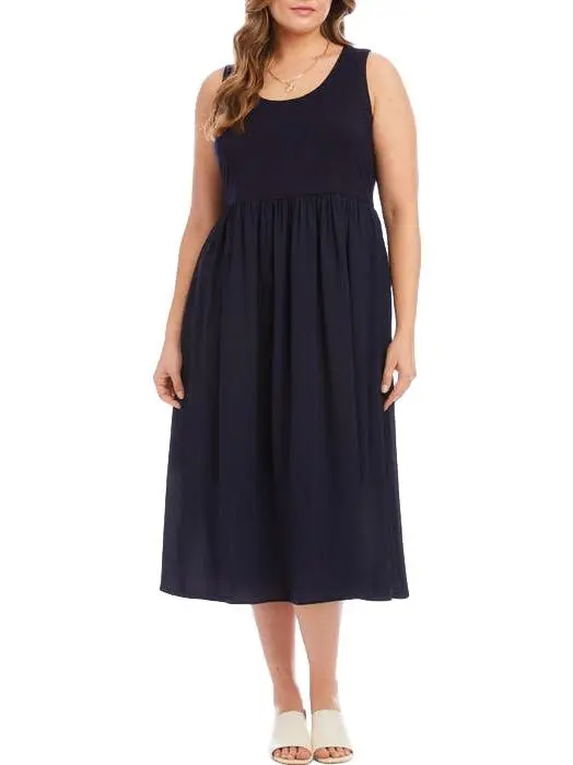 Karen Kane Sleeveless Contrast Midi Dress - Navy