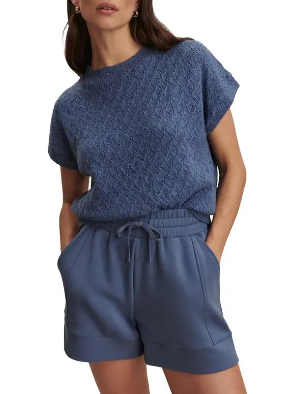 Varley Manae Textured Pointelle Sweater - Bijou Blue
